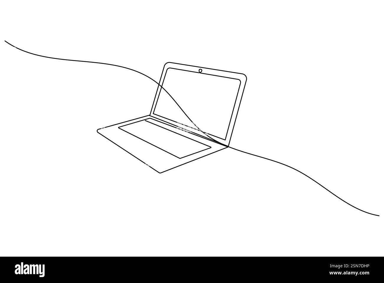 Laptop computer continuous one line drawing and minimalist style ...