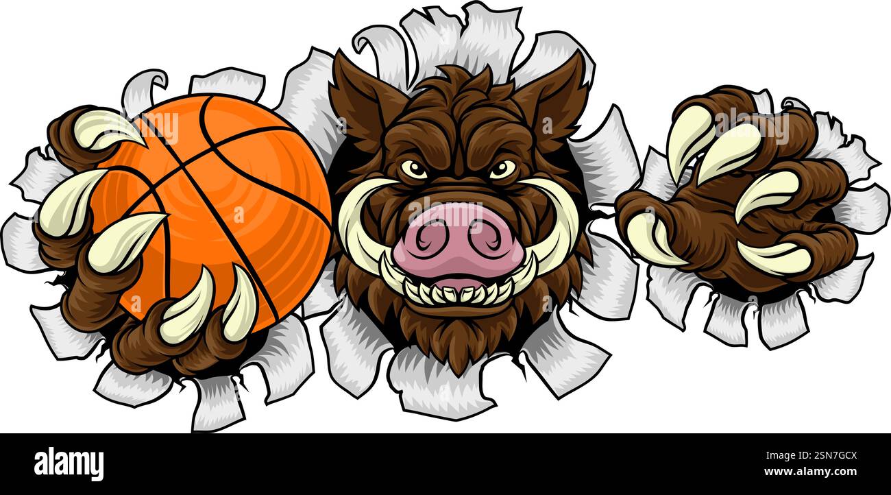Boar Wild Hog Razorback Warthog Basketball Mascot Stock Vector Image ...