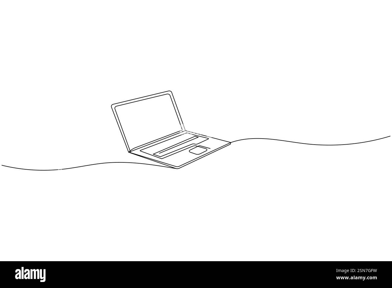 Laptop computer continuous one line drawing and minimalist style ...