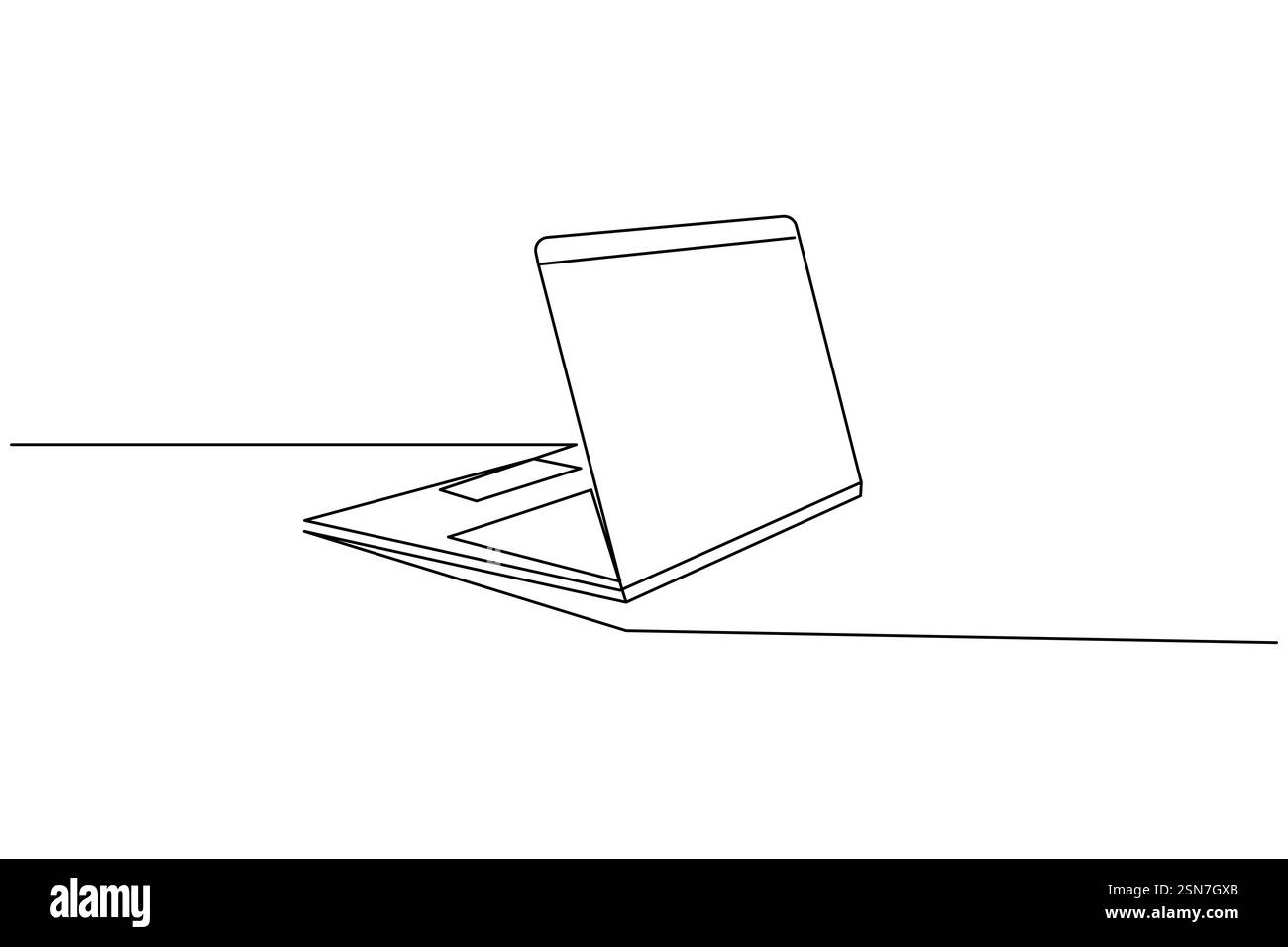 Laptop computer continuous one line drawing and minimalist style ...