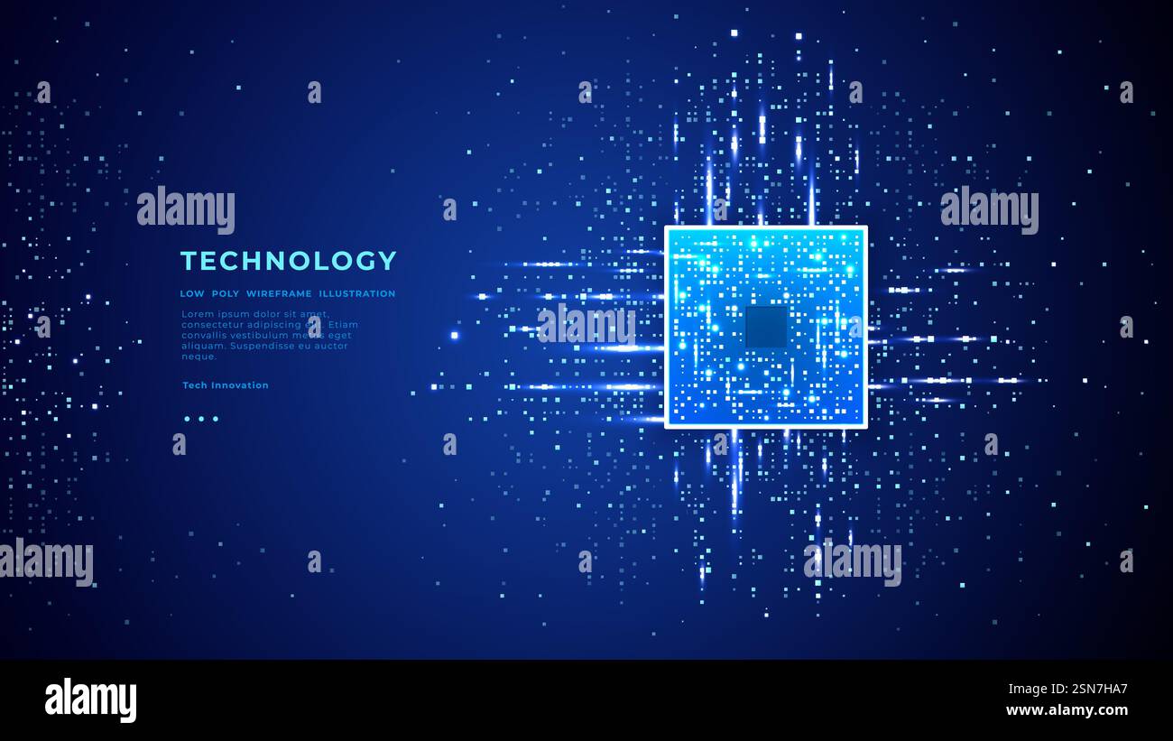 Abstract AI chip on technology background. Quantum semiconductor Stock ...