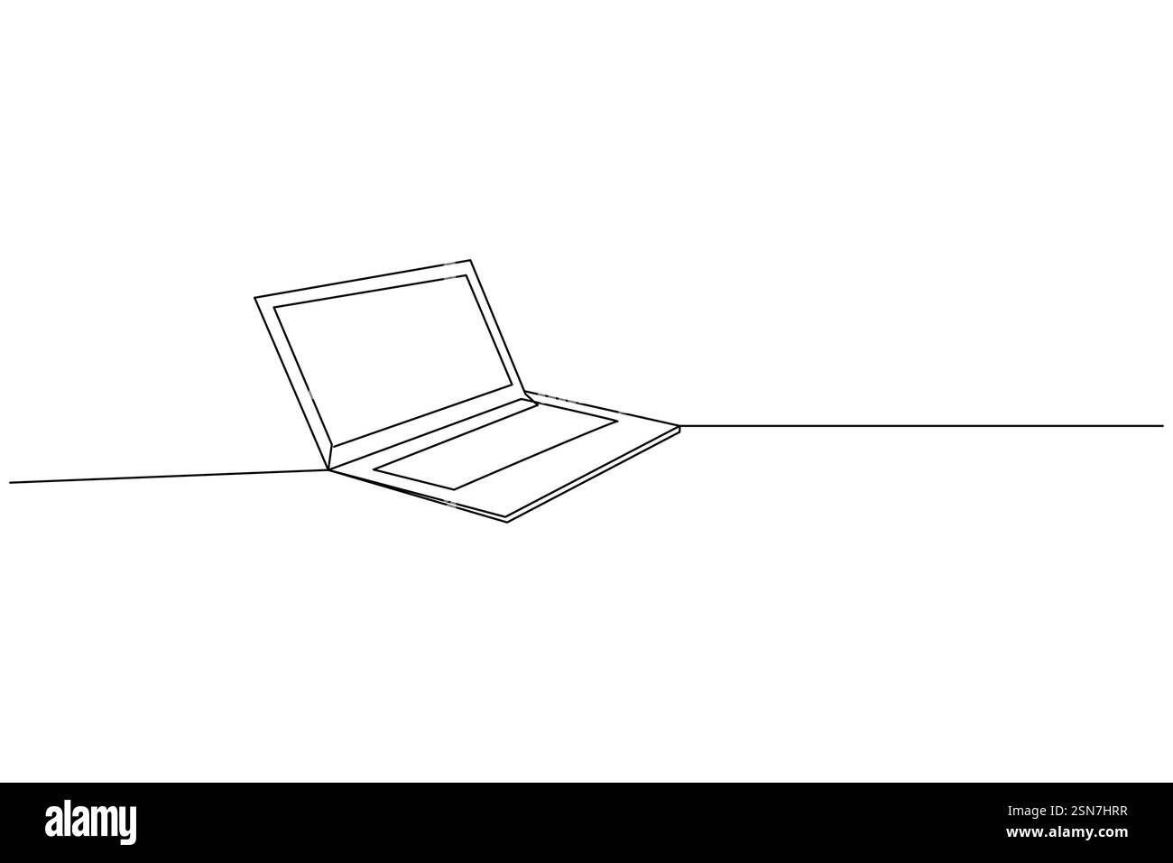 Laptop computer continuous one line drawing and minimalist style ...