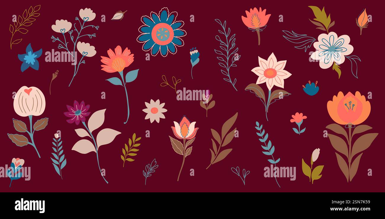 Background with flowers in a retro color picker Stock Vector Image ...