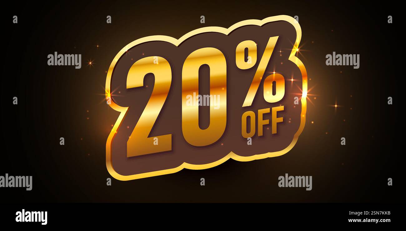 Bold Font Label With Text 20 Percent Off. Mega Sale. Vector ...