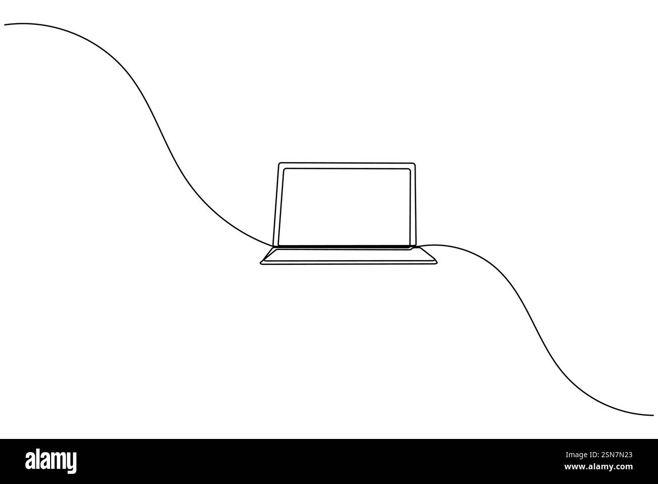 Laptop computer continuous one line drawing and minimalist style ...