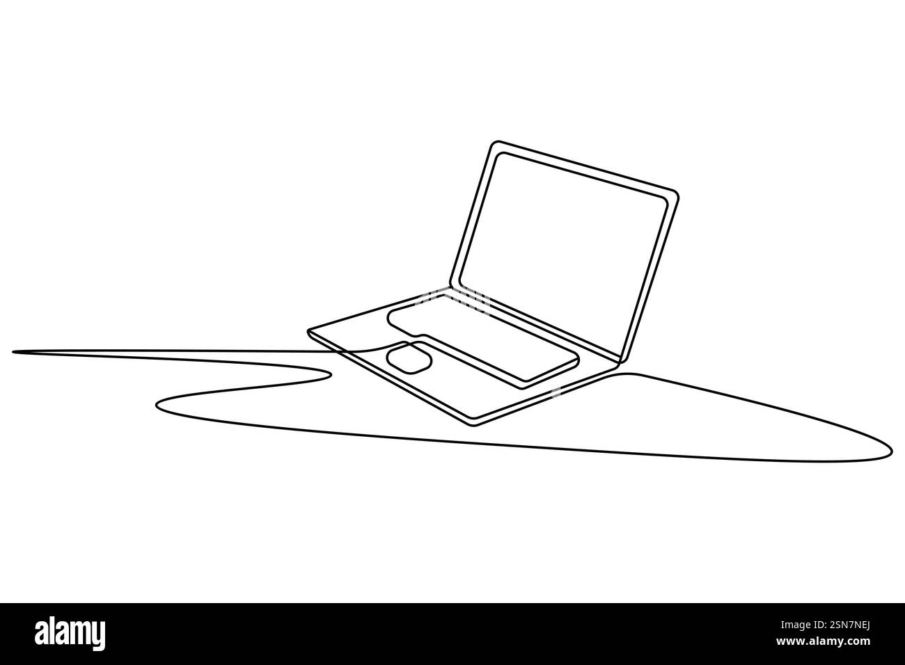 Laptop computer continuous one line drawing and minimalist style ...