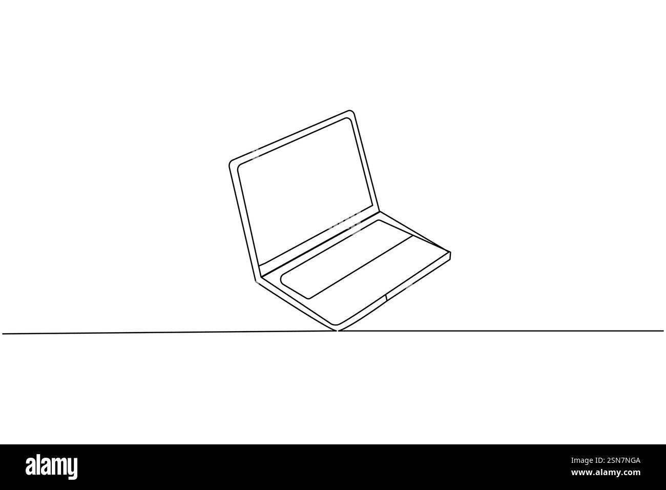 Laptop computer continuous one line drawing and minimalist style ...