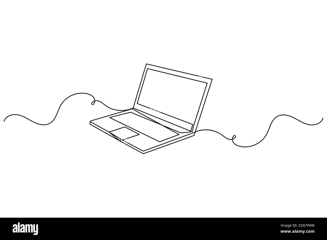 Laptop computer continuous one line drawing and minimalist style ...