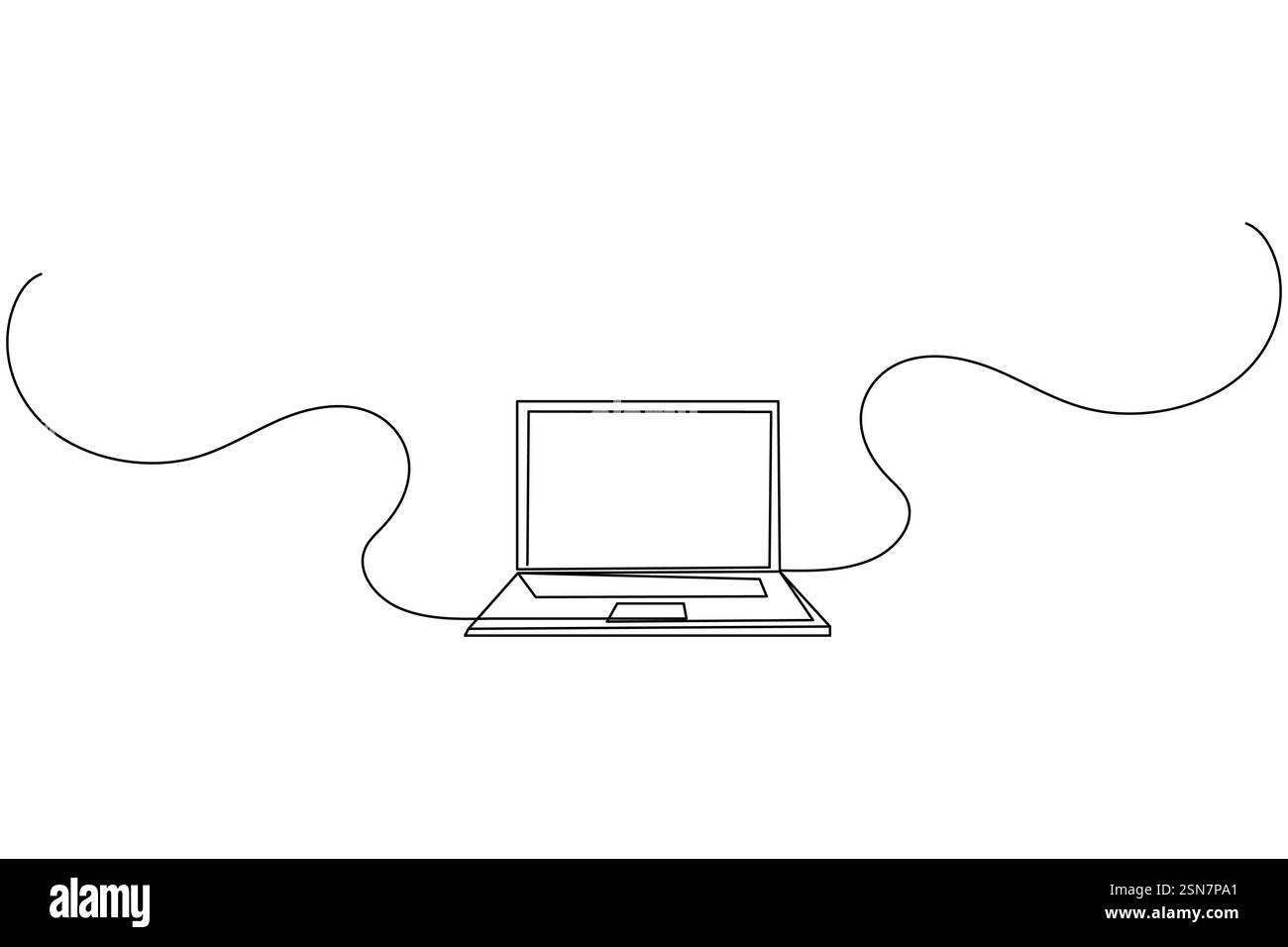 Laptop computer continuous one line drawing and minimalist style ...