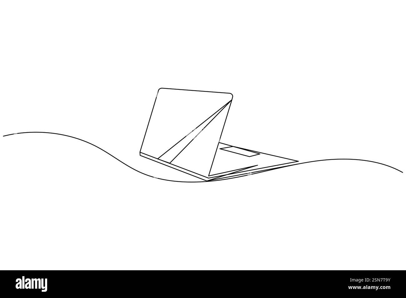 Laptop computer continuous one line drawing and minimalist style ...