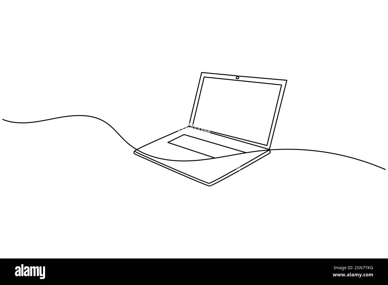 Laptop computer continuous one line drawing and minimalist style ...