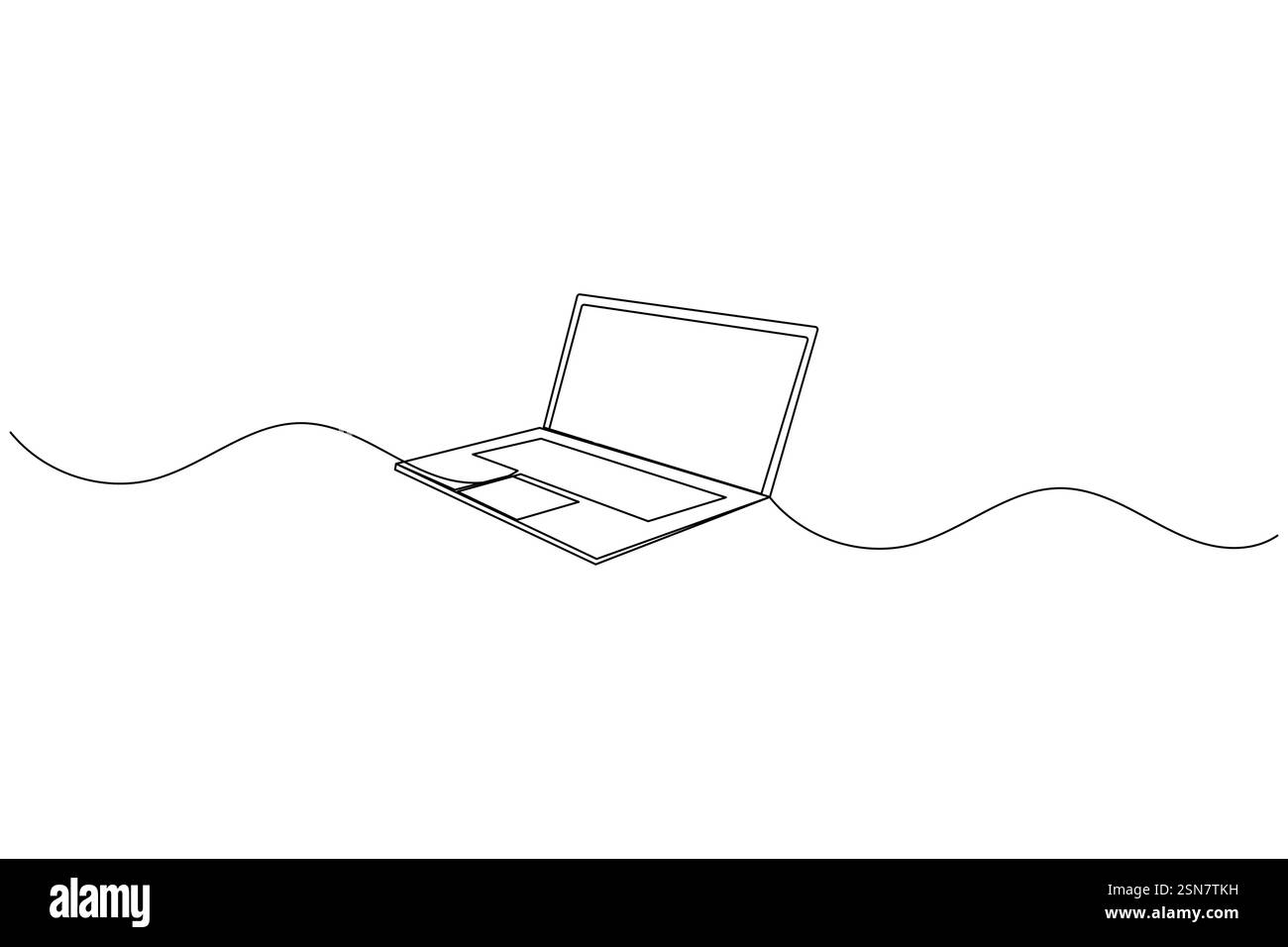 Laptop computer continuous one line drawing and minimalist style ...