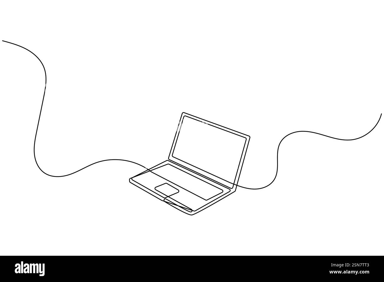Laptop computer continuous one line drawing and minimalist style ...