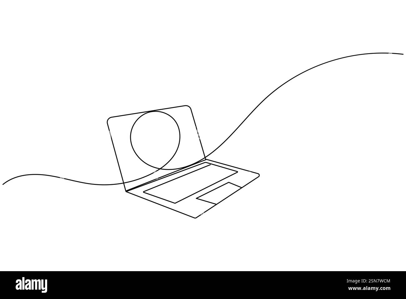 Laptop computer continuous one line drawing and minimalist style ...