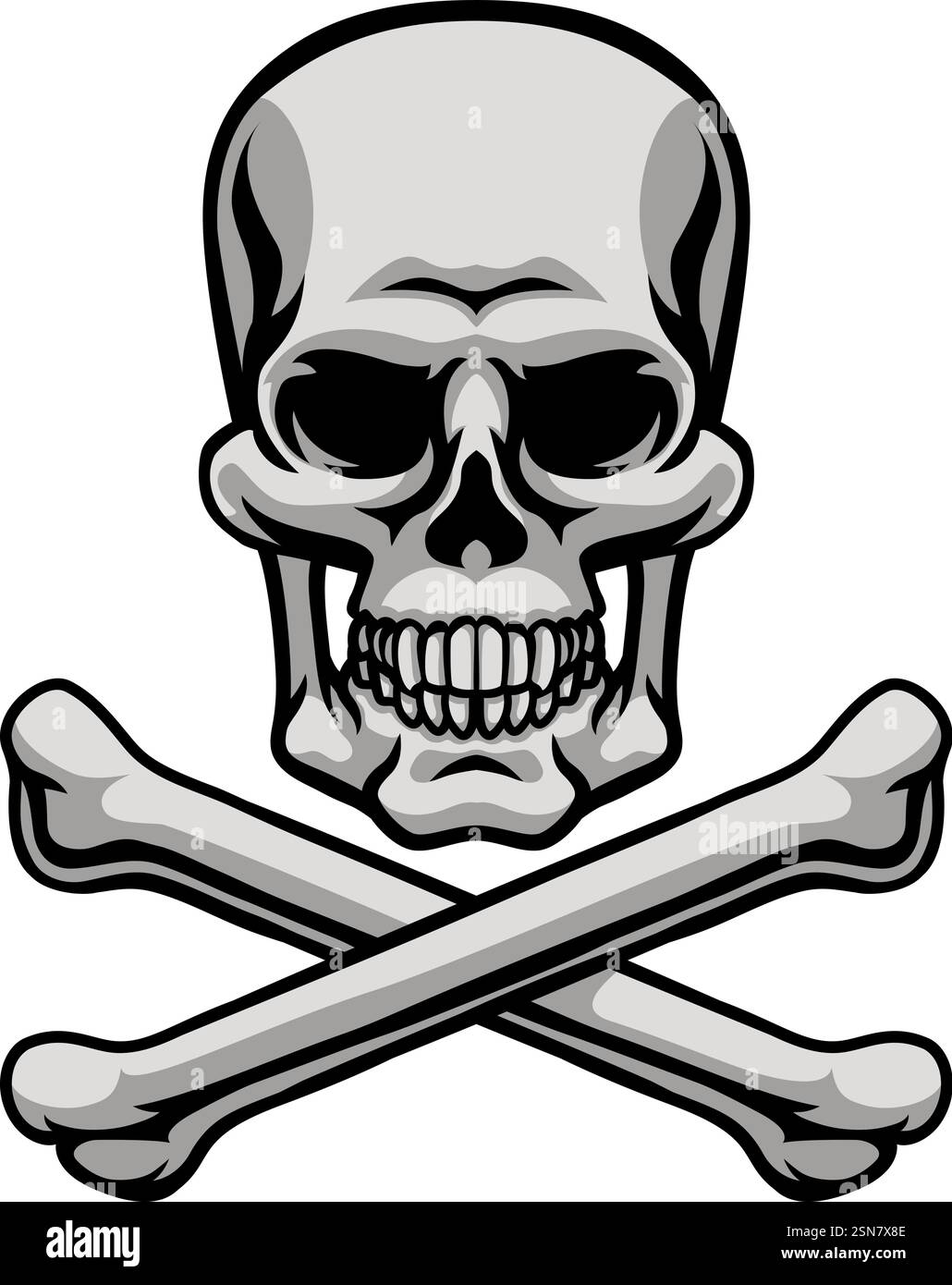 Skull And Crossbones Pirate Grim Reaper Cartoon Stock Vector Image ...