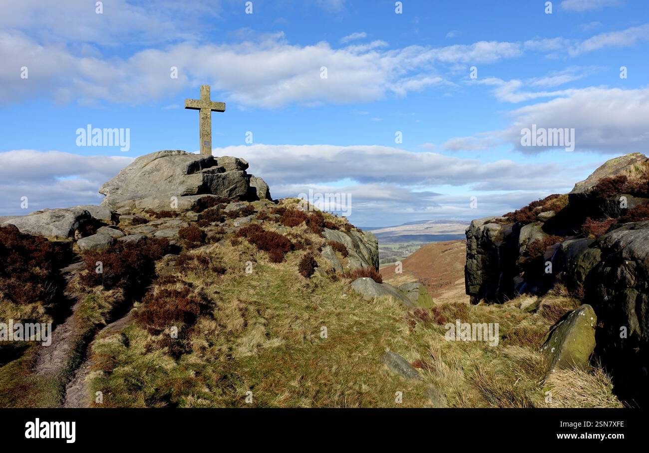 The War Memorial Cross on a Rocky Outcrop on Rylstone/Cracoe Fell ...