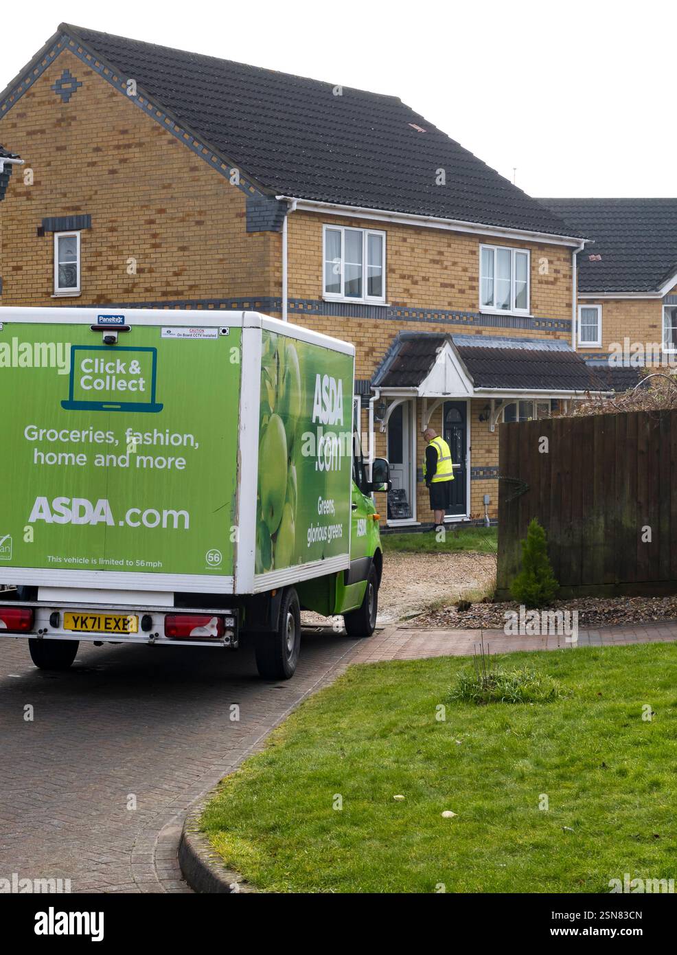 ASDA delivery van and driver, Milton Close, Cherry Willingham, Lincoln ...