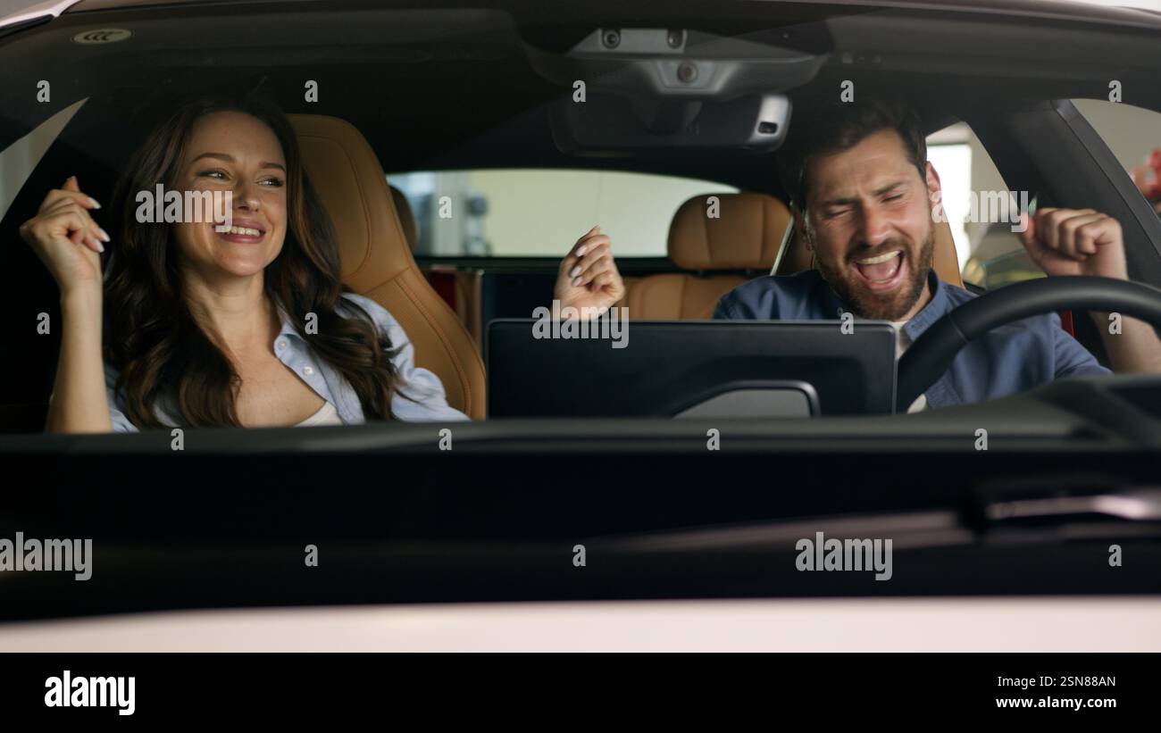 Happy dancing funny moving to music radio technology audio stereo ...