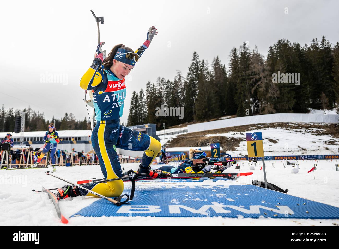 Ella Halvarsson of, Sweden. , . at a training session during the IBU ...