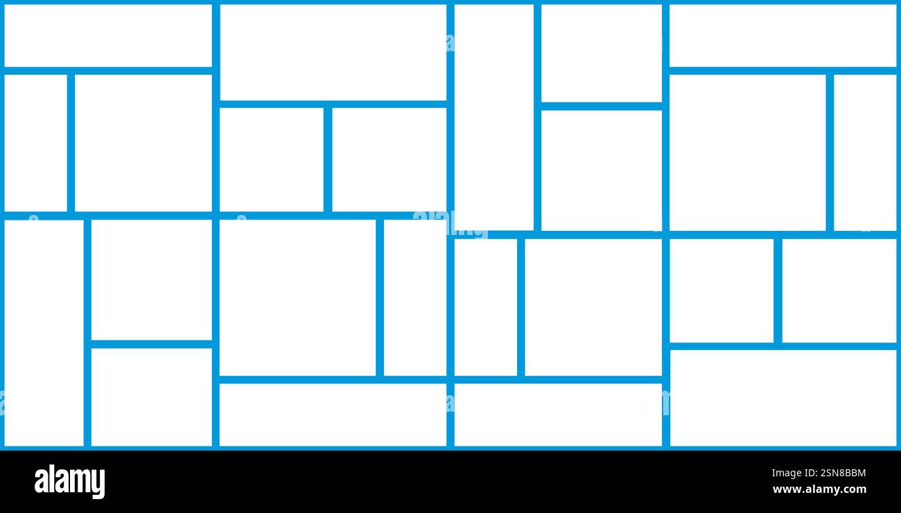 Simple Rectangular Tiled Frames of Various Sizes, Colored in White ...