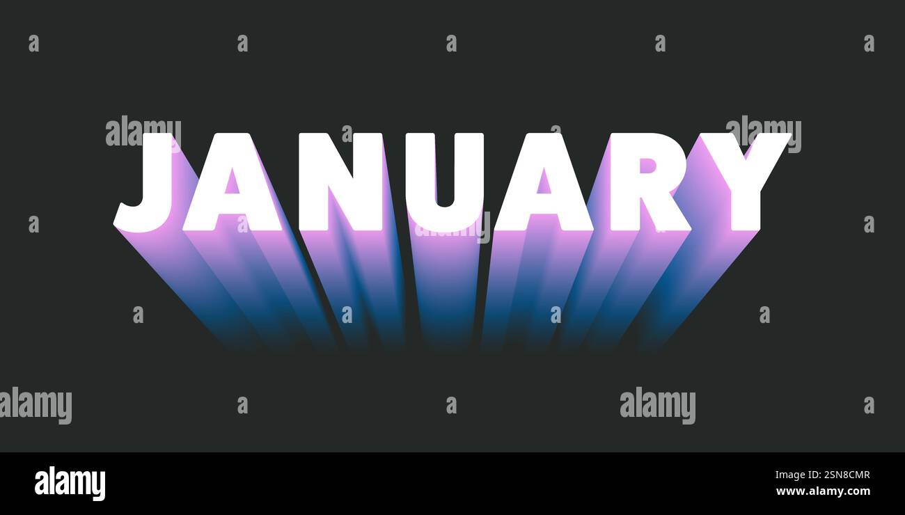 Colorful Bold Big 3D January Typography or Banner Design with Gradient ...