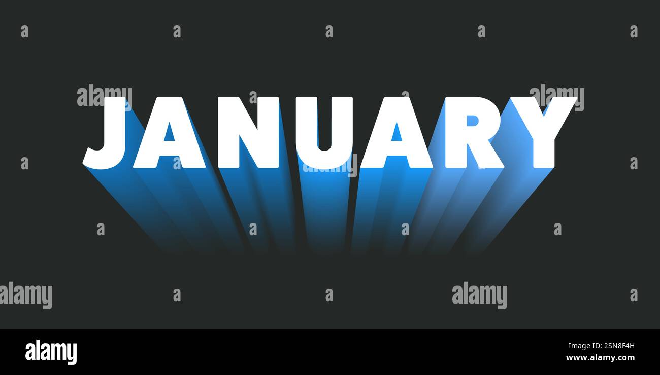 Colorful Bold Big 3D January Typography or Banner Design with Gradient ...