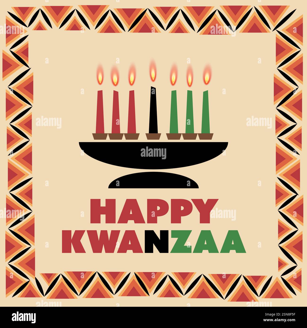 Colorful Happy Kwanzaa Greeting Card with Burning Candles - Vector ...