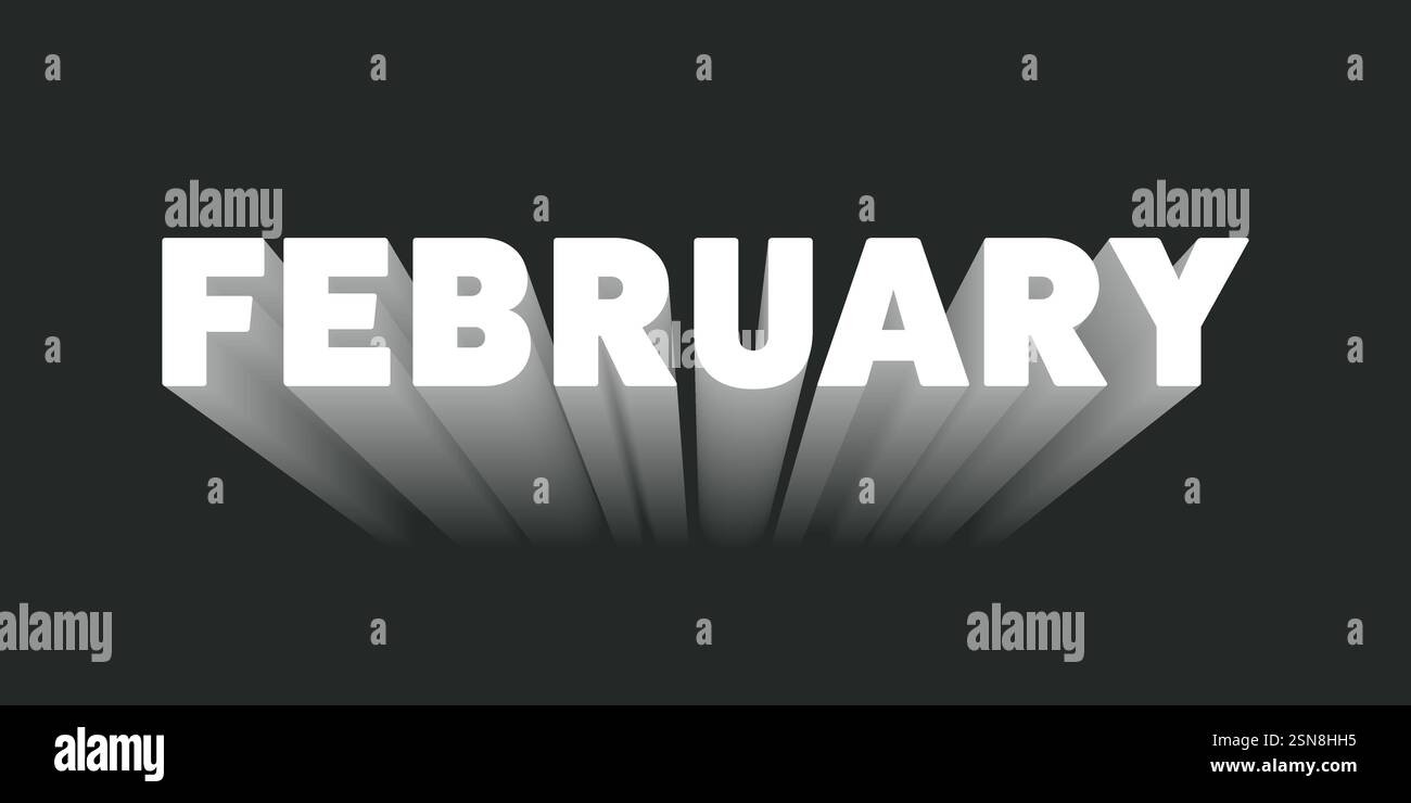 Dark Gray Bold Big 3D February Typography or Banner Design with ...