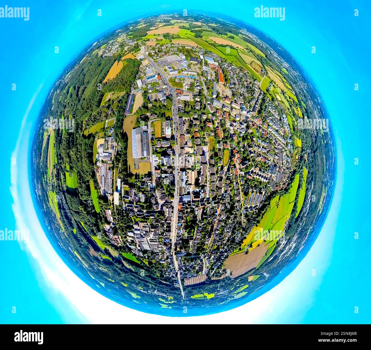 Aerial view, overview with view of Mittelstraße, above the town hall and the ZOB bus station ...