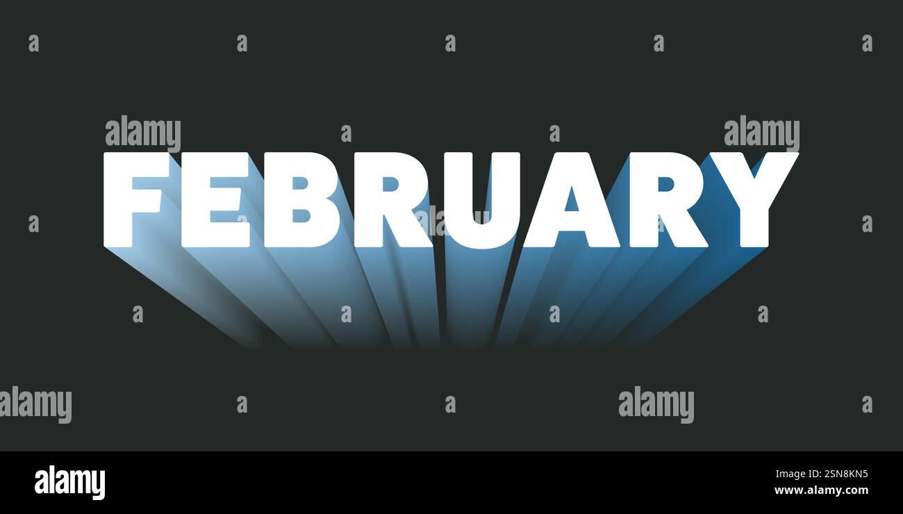 Dark Colorful Bold Big 3D February Typography or Banner Design with ...