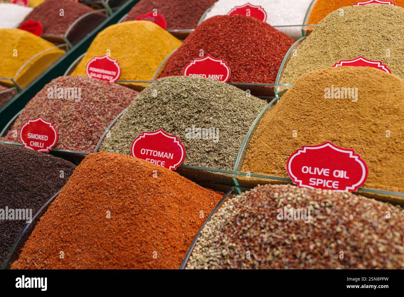 Colorful assorted spices, Spice Market, Istanbul. Turkey Stock Photo ...