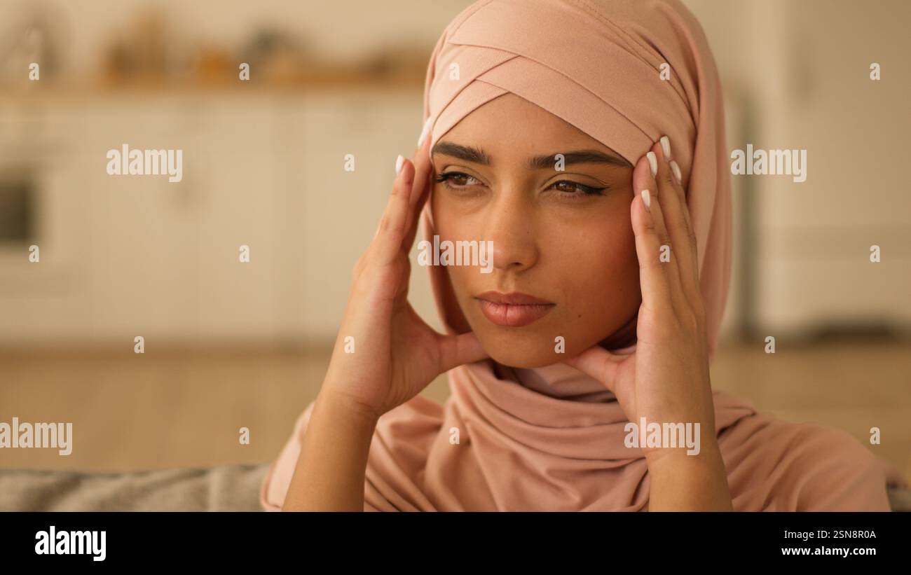 Portrait sad thinking frustrated sick ill bad feeling stress Indian ...