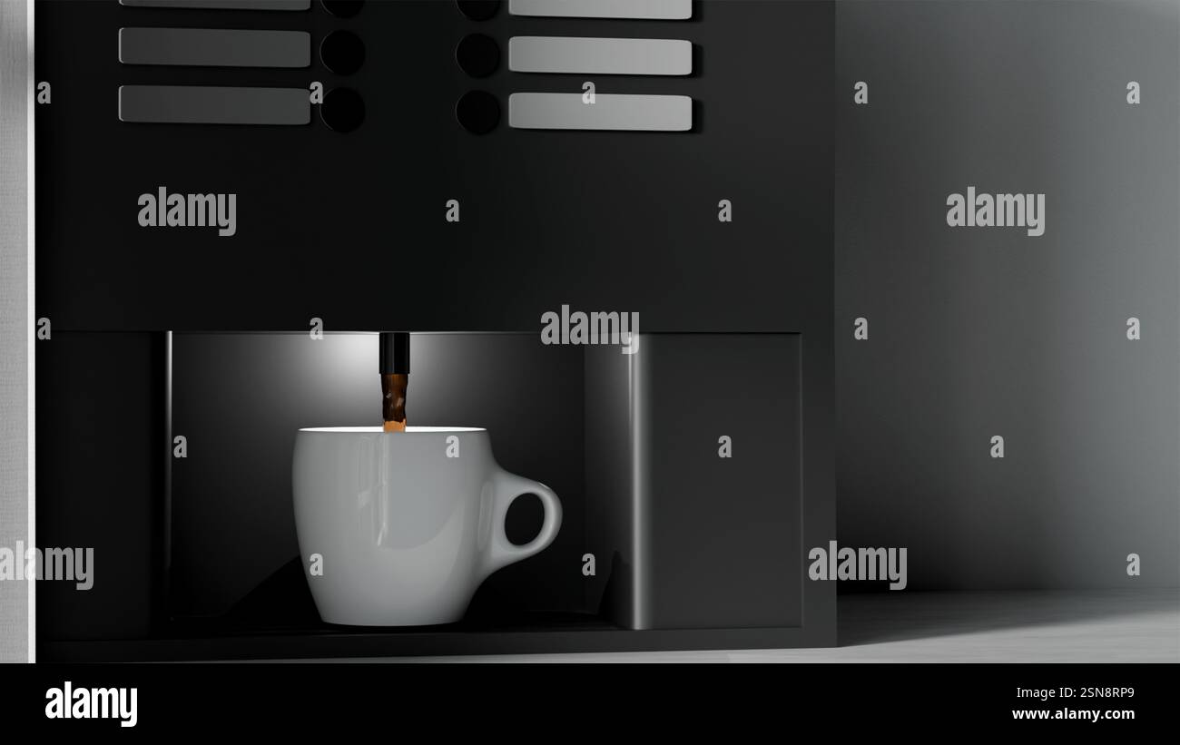 3D model of black compact functional technological coffee machine and ...