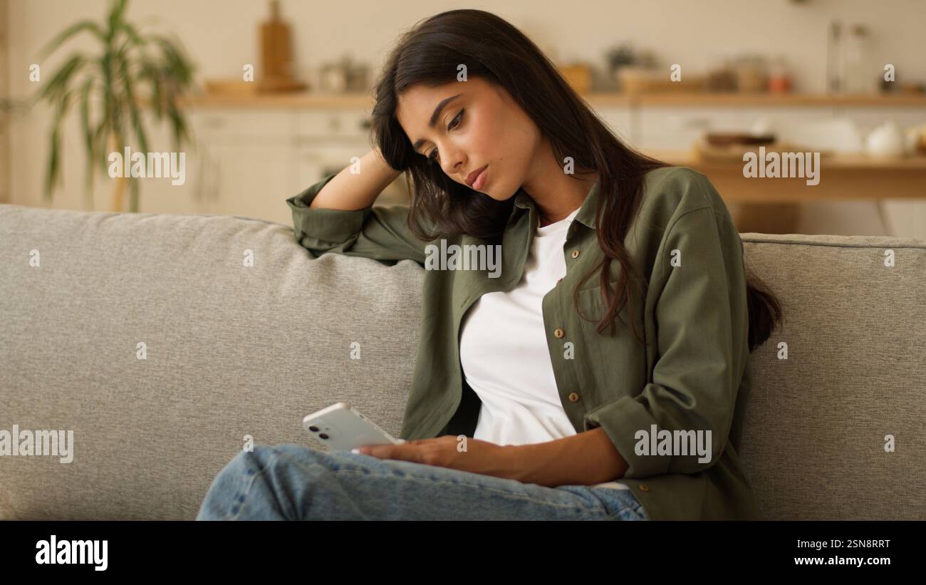 Boring sad upset frustrated stressed Arabian woman Indian girl female ...