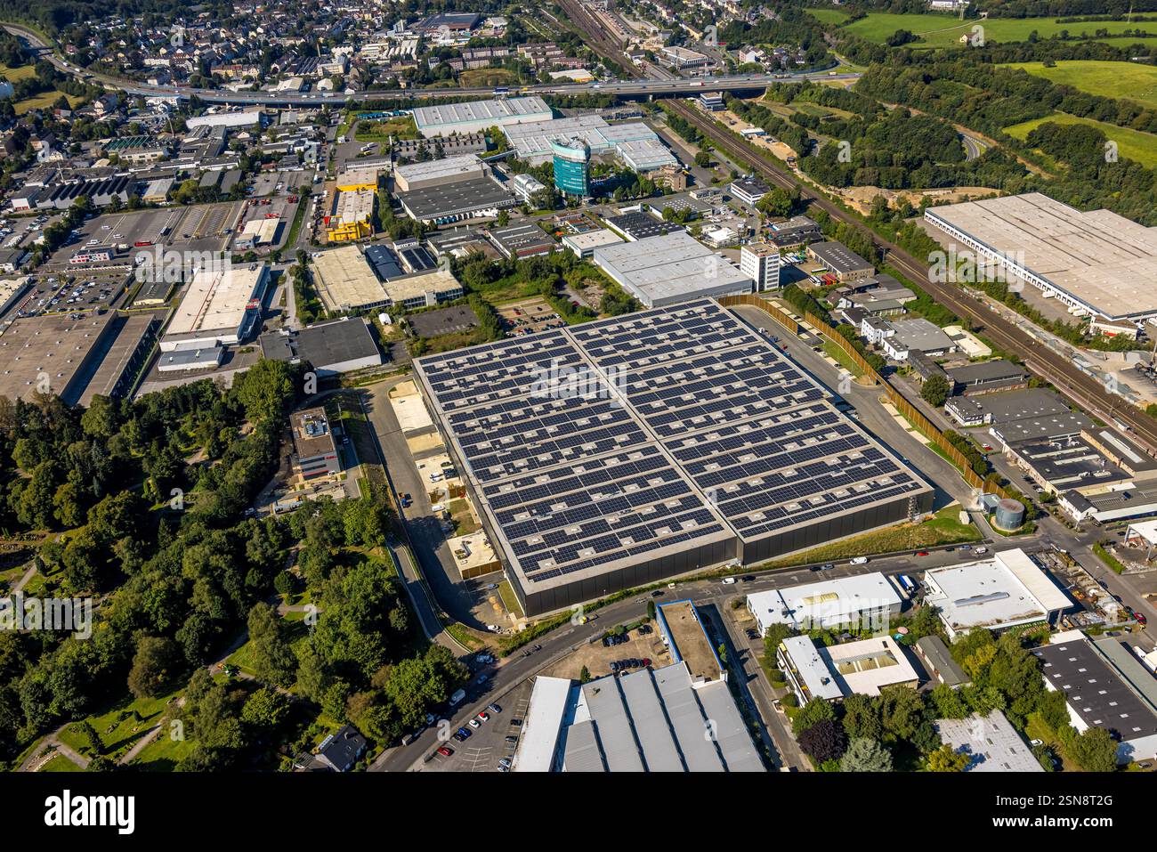 Aerial view, new building Avery Dennison Materials GmbH print image ...