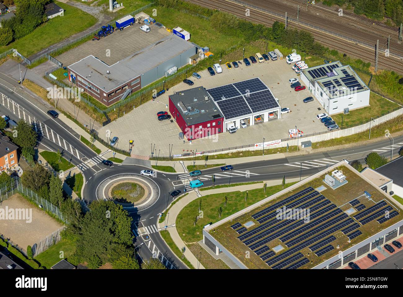 Aerial view, new construction THW Schwelm technical relief organization ...