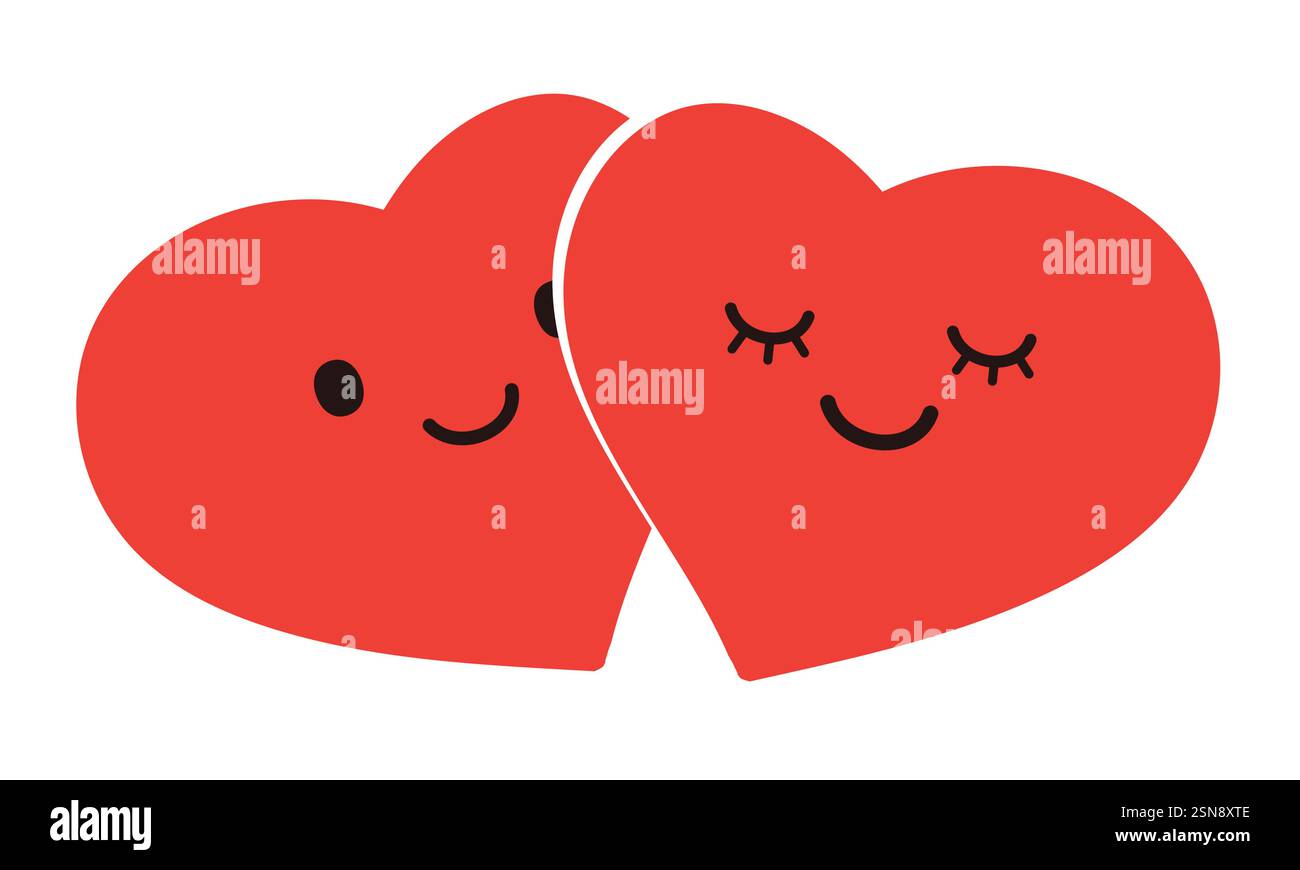 Cute Heart Shaped Lover Couple Figures - Minimalist Red Valentine's ...