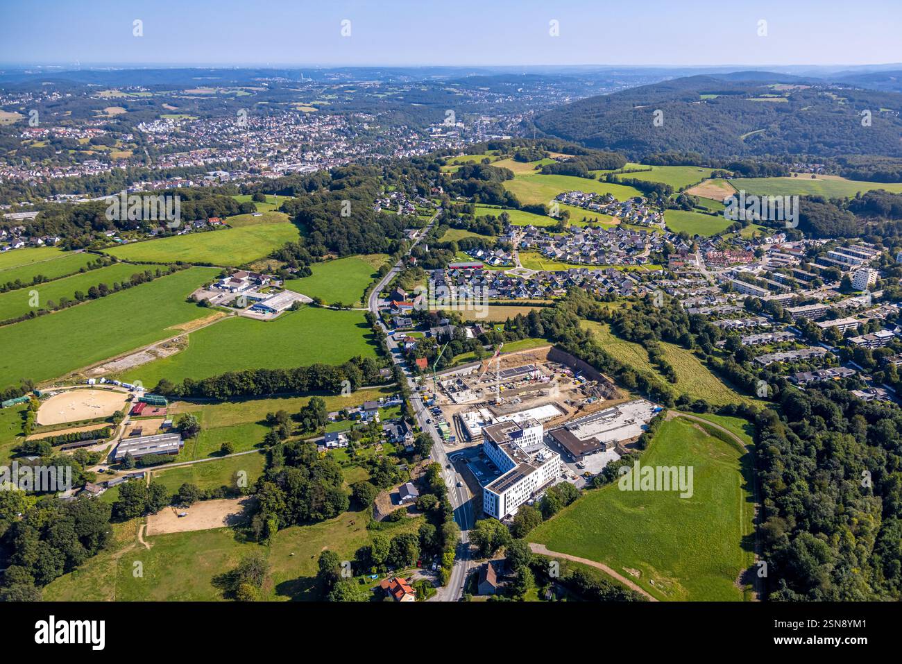 Aerial view, EN district police, construction site with new police ...