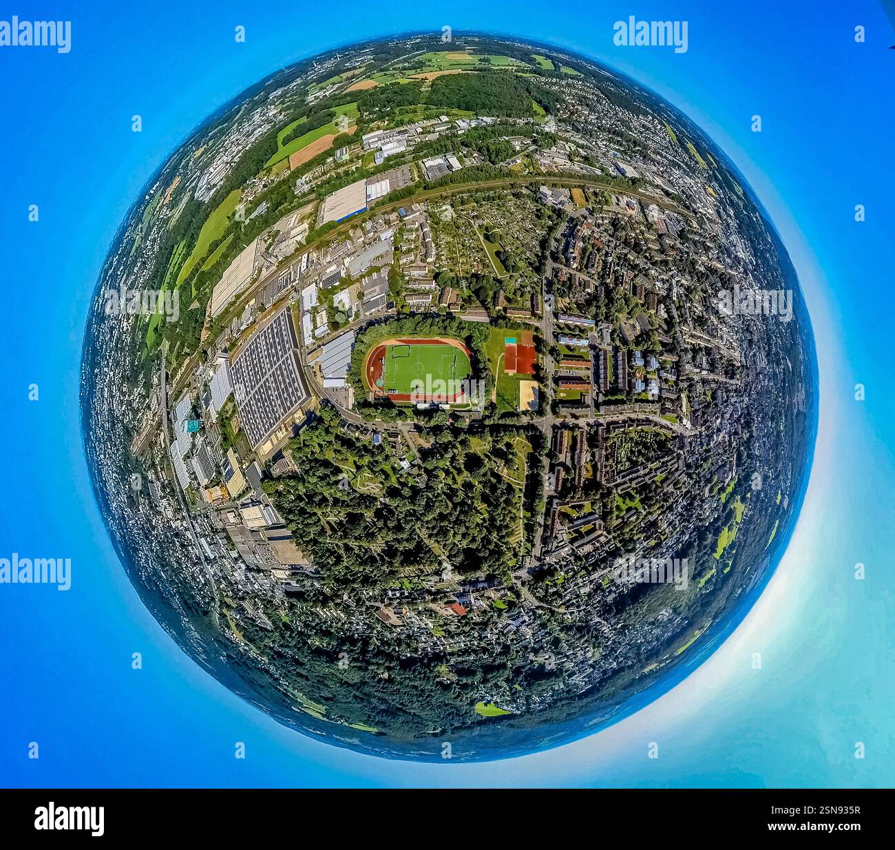 Aerial view, sports field soccer stadium Jesinghauser Straße ...