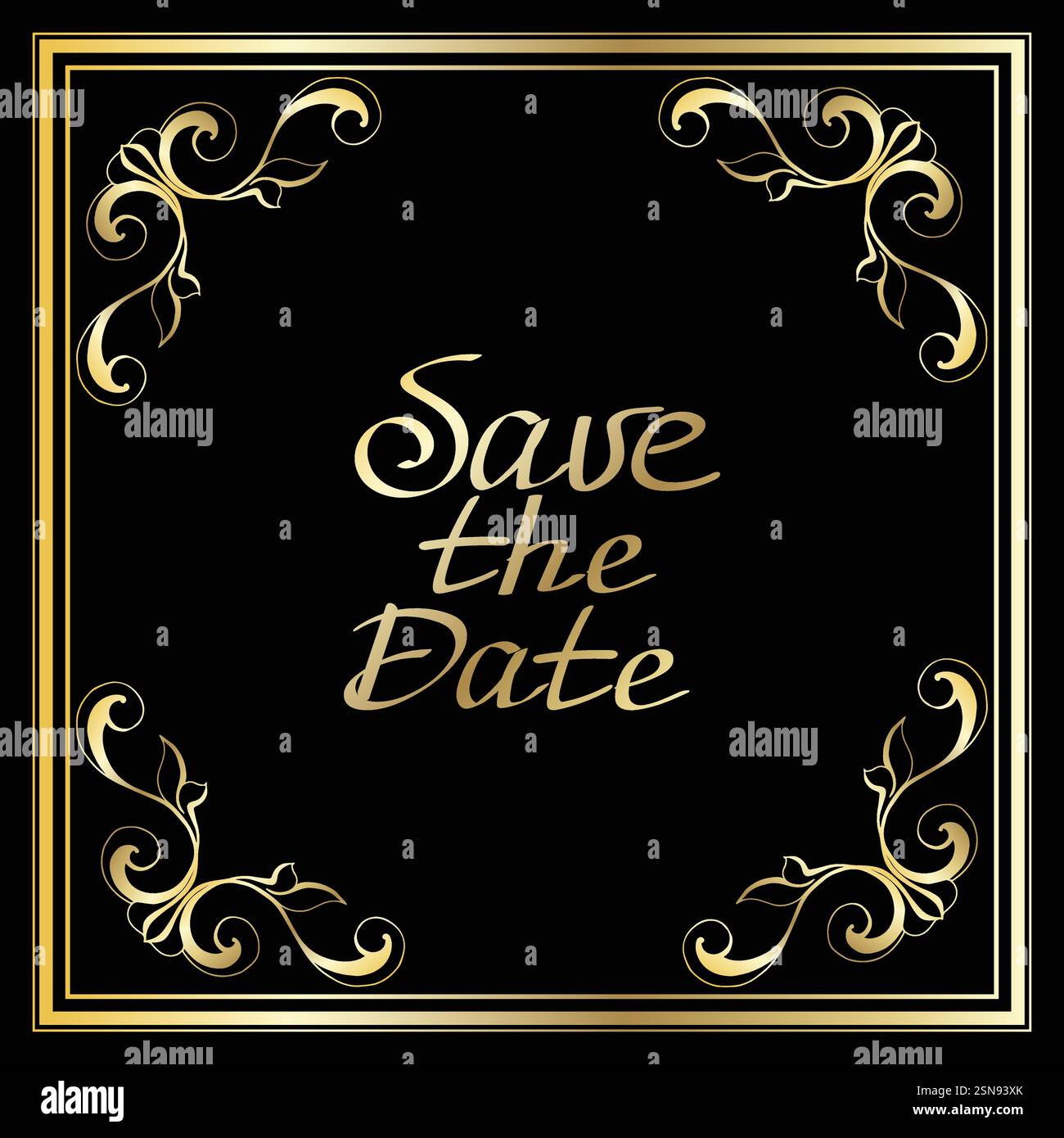 Save the date vintage label art-deco frame .damask vintage baroque ...