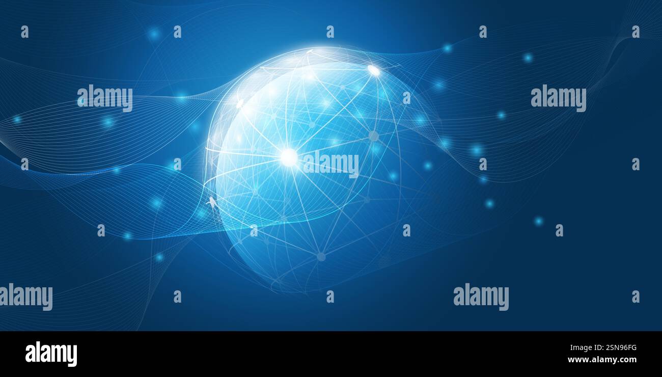 Abstract Dark Blue Minimal Style Futuristic Cloud Computing, Global Network Structure and ...