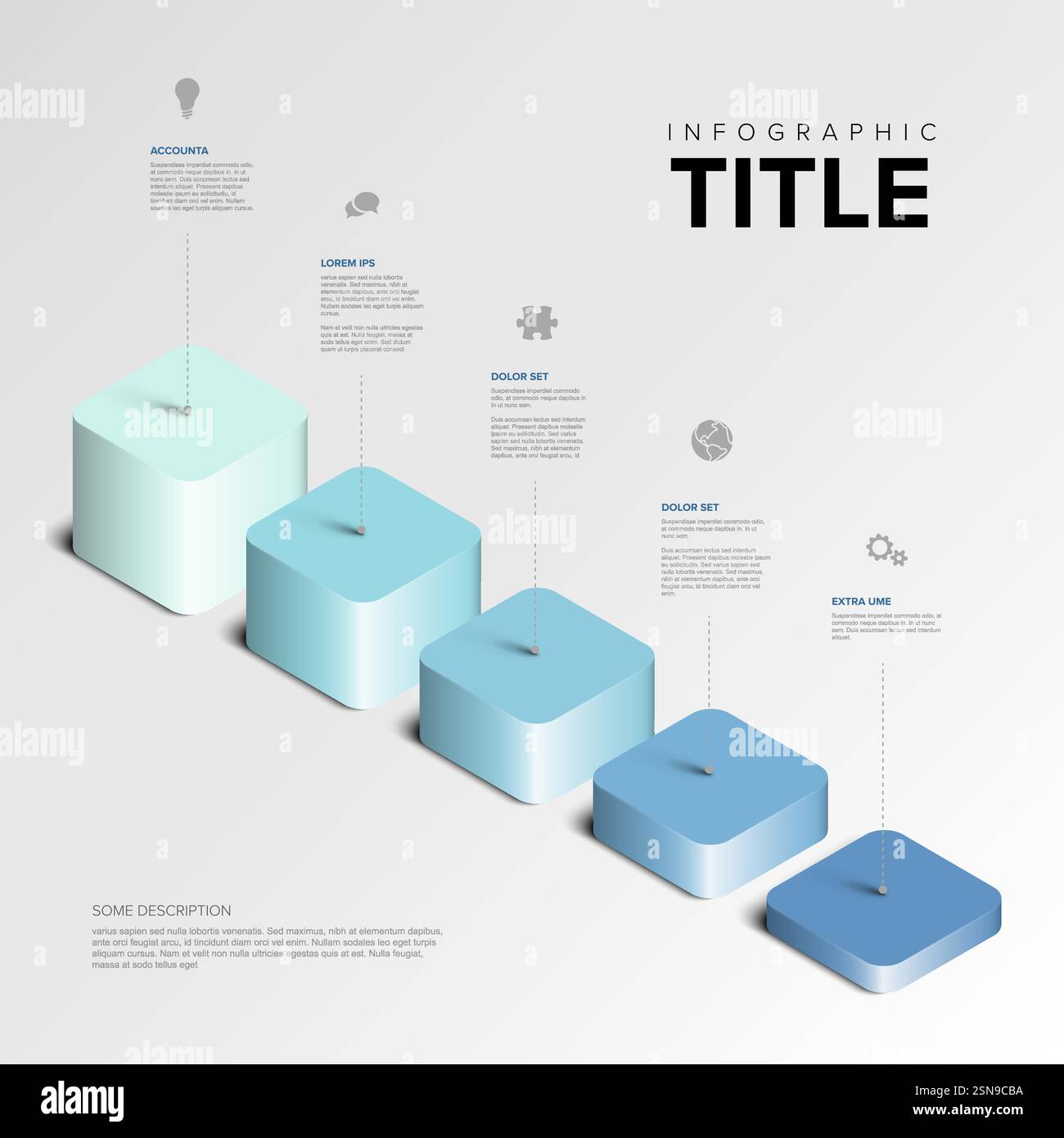 3D business infographic features gradient cubes with text, icons, and ...