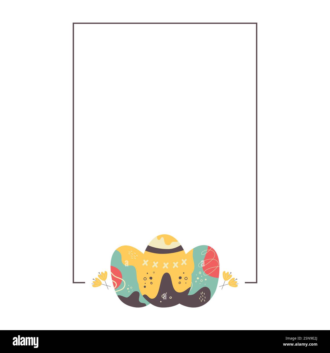 Easter egg rectangle frame design. Easter holiday egg hunt border in ...