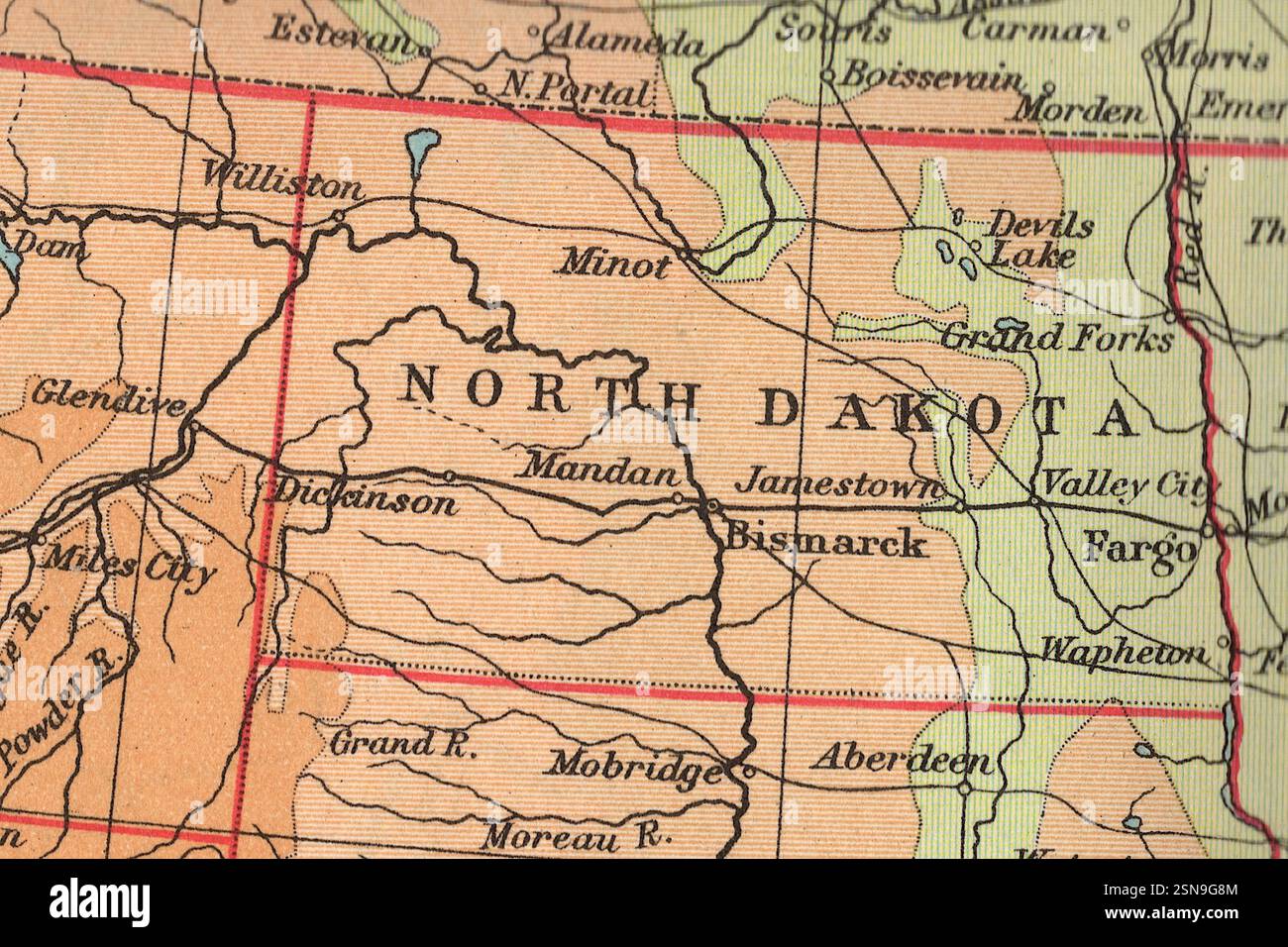 A vintage geographical map from mid to early 20th century showing the ...