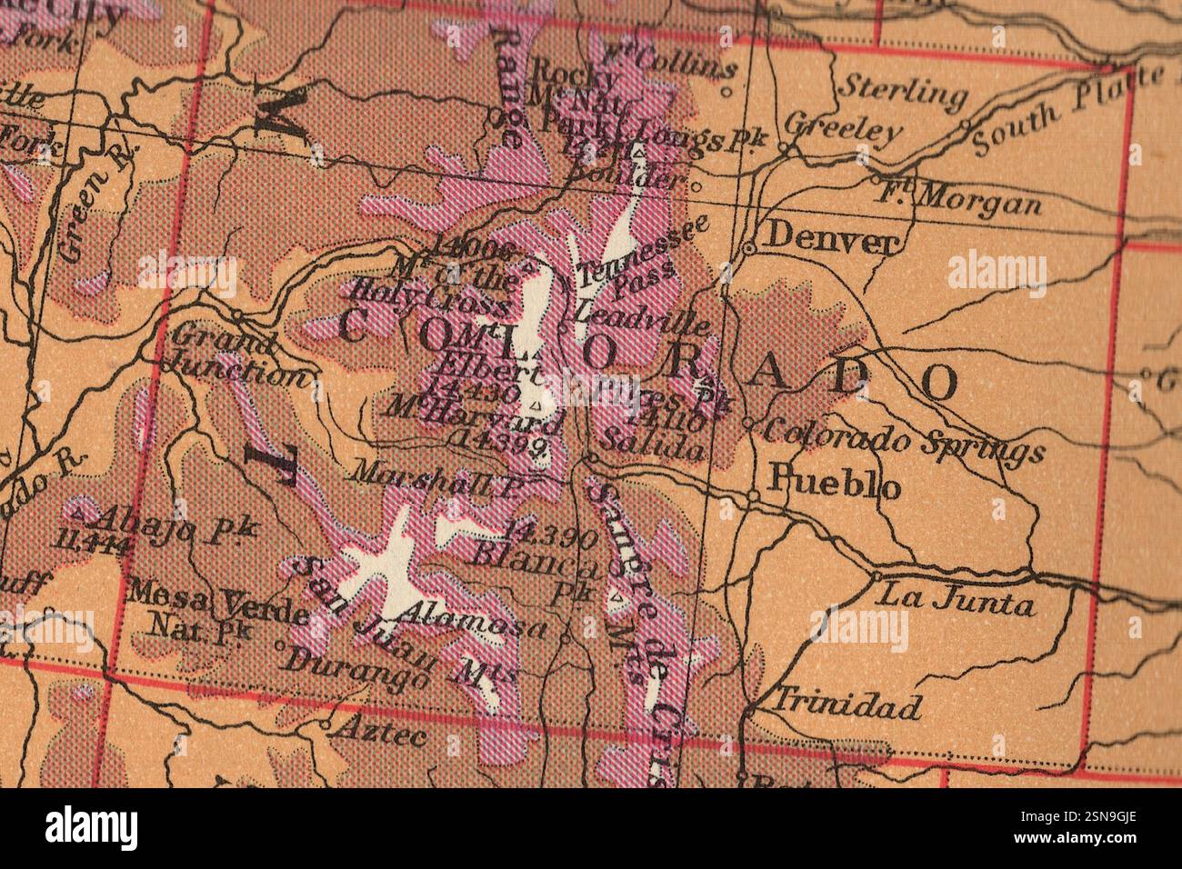 A vintage geographical map from mid to early 20th century showing the ...