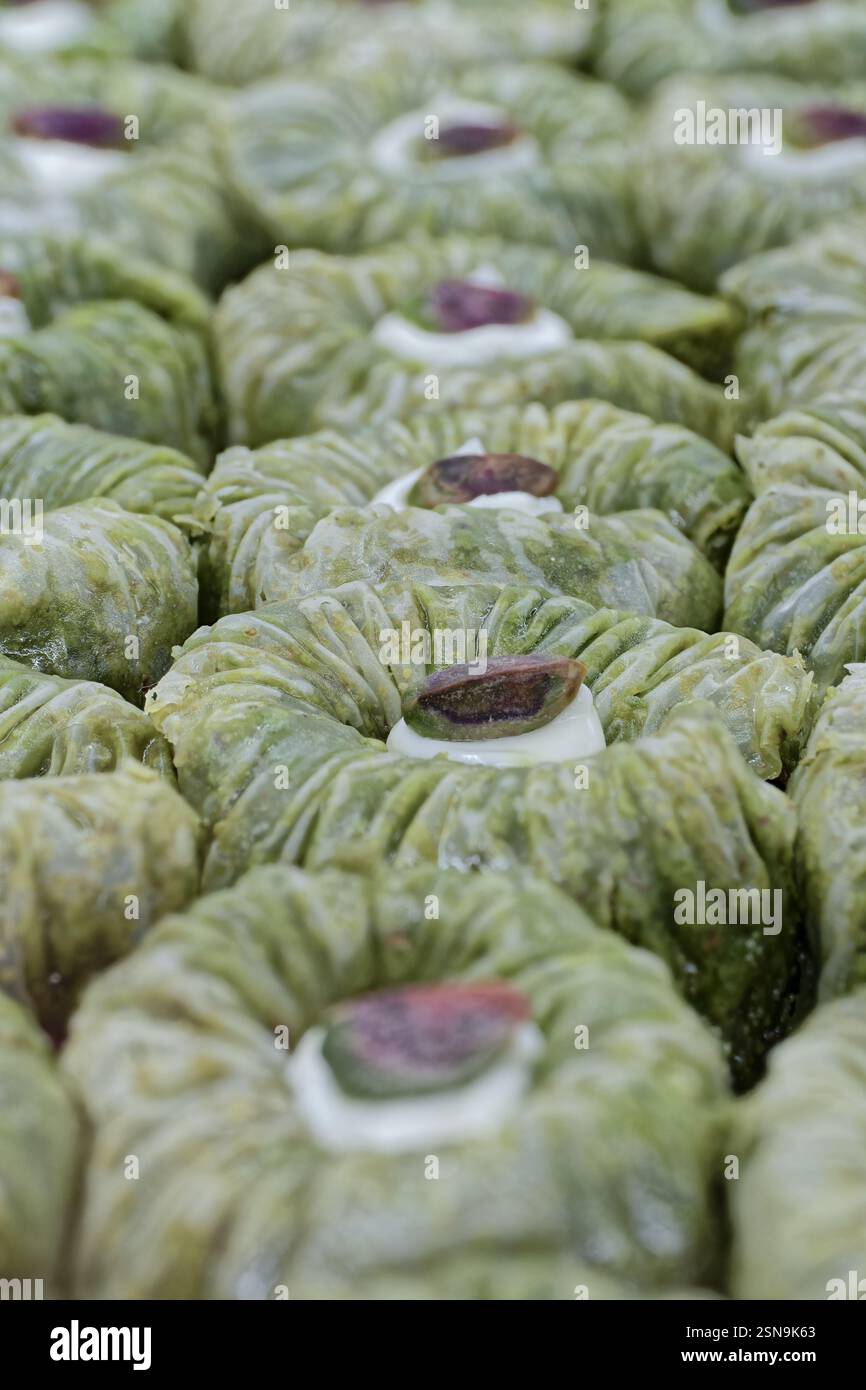 Baklava, a traditional Turkish dessert made from puff pastry filled ...