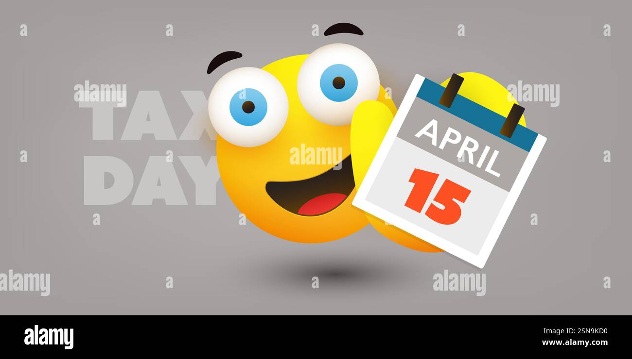 Tax Day Reminder Concept Design, Vector Template with Happy Smiling ...