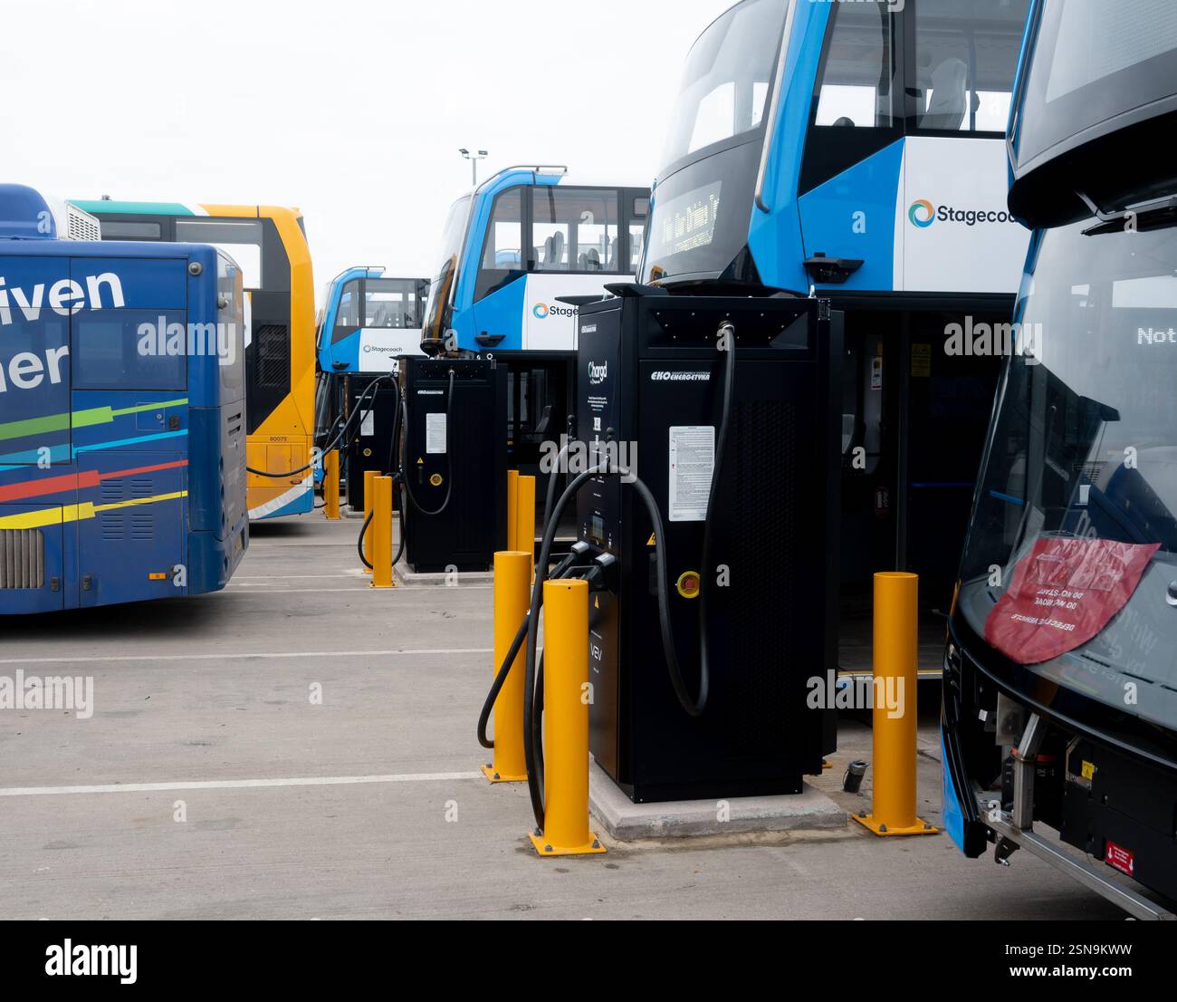 Stagecoach electric bus charging stations, Leamington Spa, Warwickshire ...