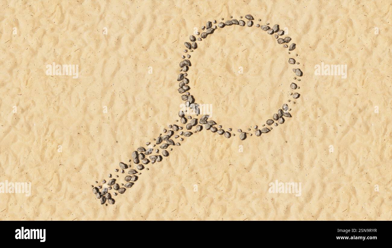 Concept conceptual stones on beach sand handmade symbol shape, golden ...