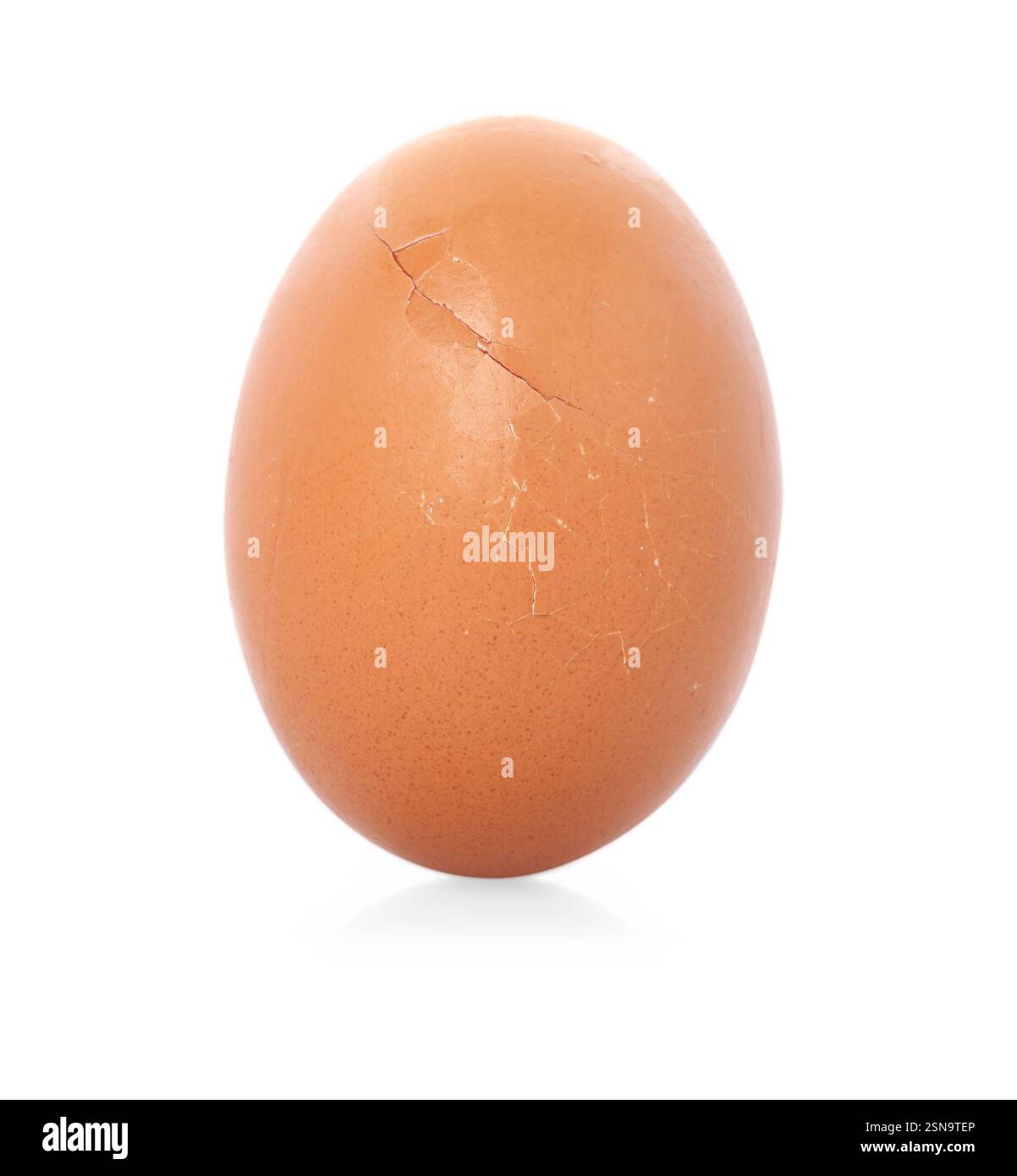One piece of broken eggshell on mirror surface against white background ...